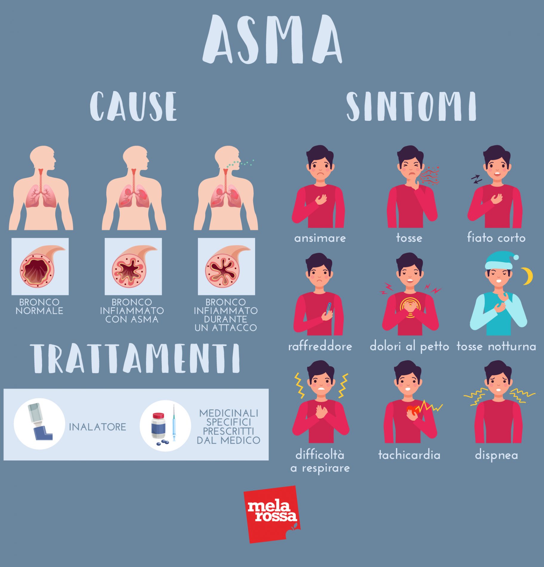 Asma: che cos'è, sintomi, cause e fattori di rischio, trattamenti