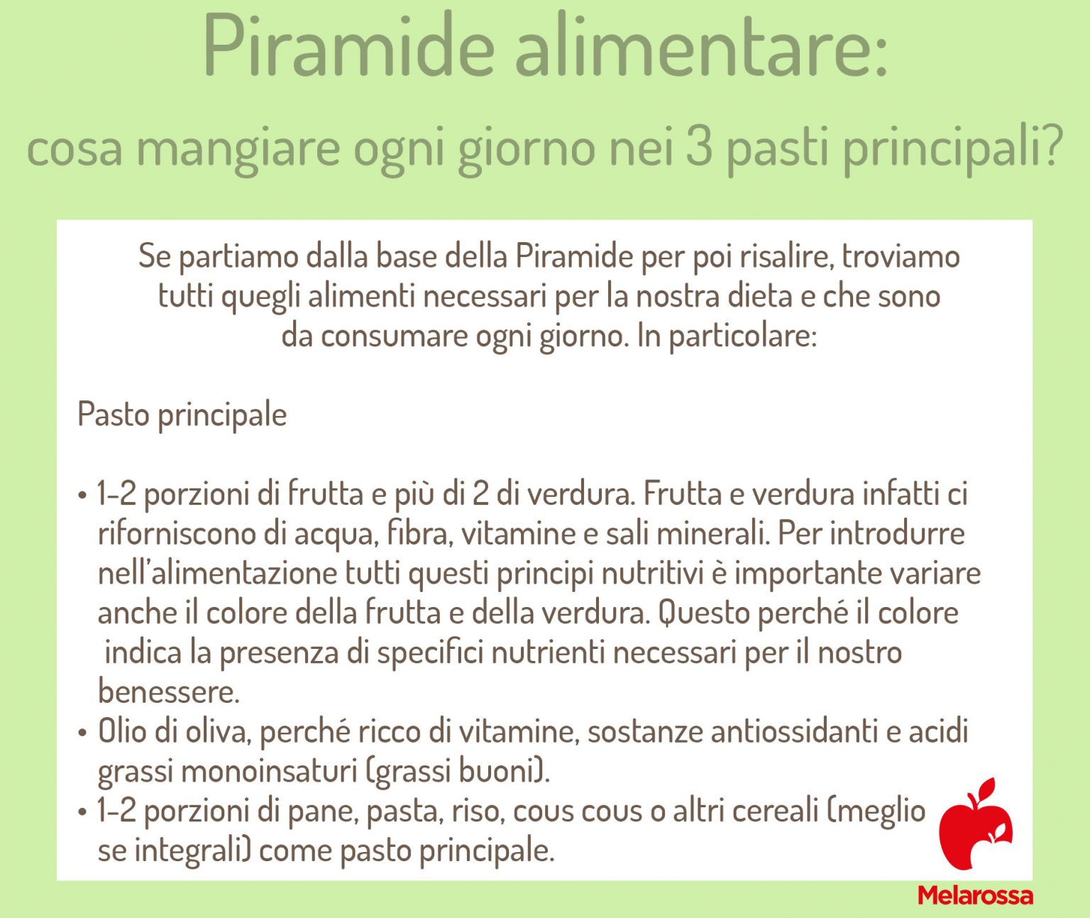 Piramide alimentare: cos’è, come funziona e cosa mangiare - Melarossa