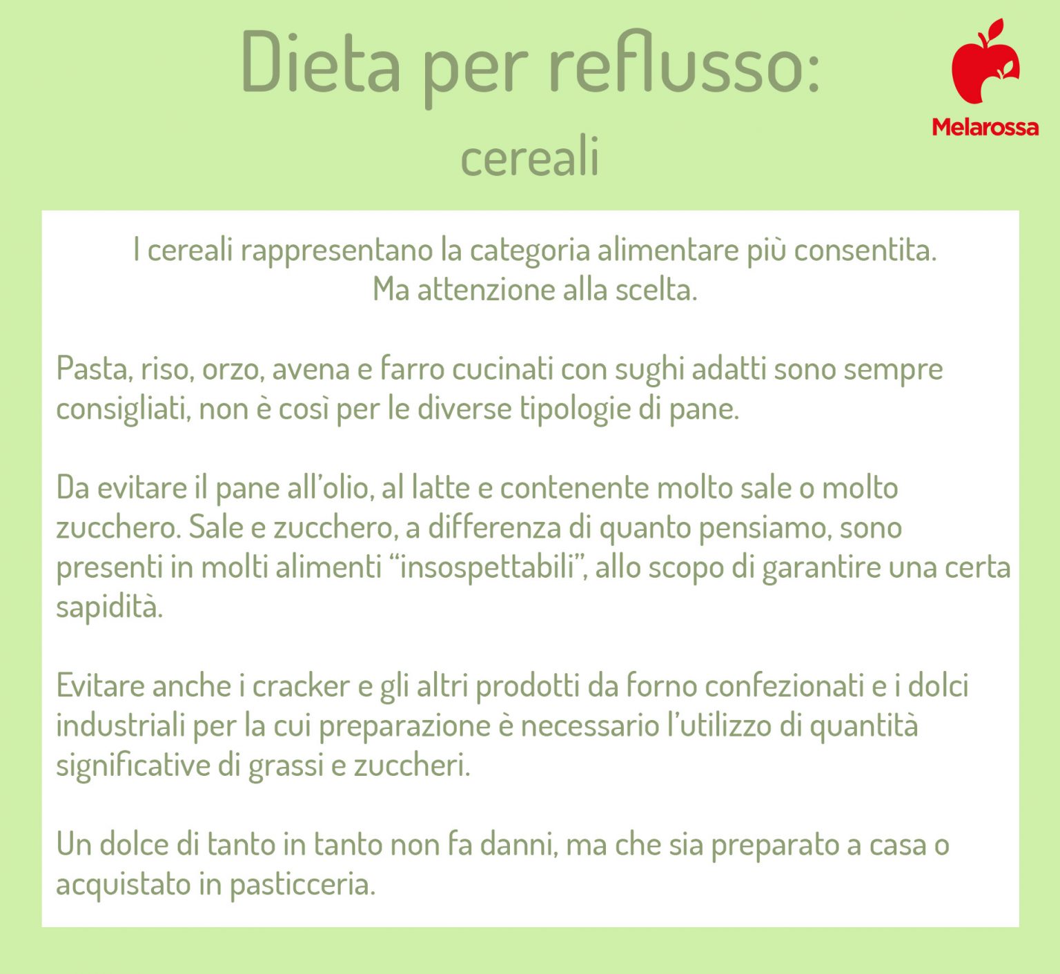 Dieta per reflusso: cosa mangiare, cosa evitare e menù