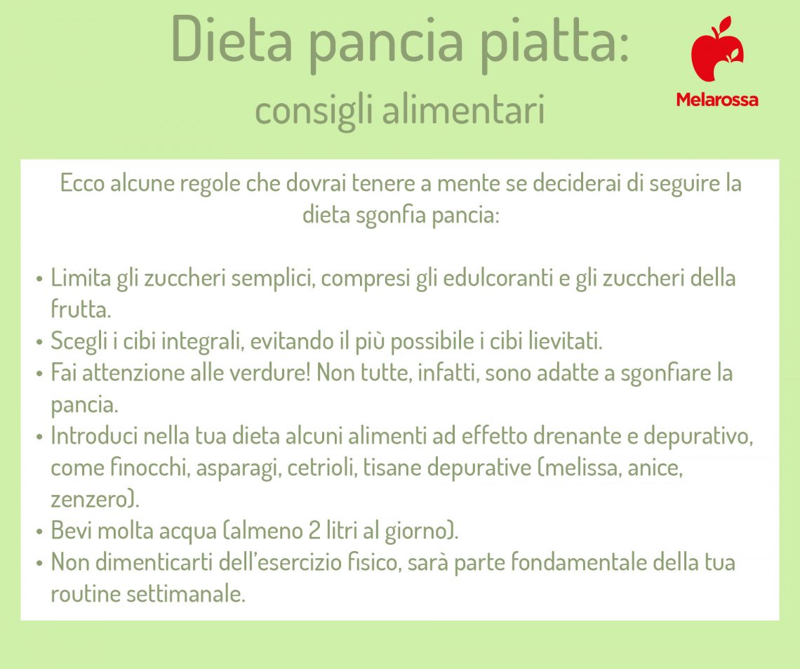 Dieta pancia piatta: cos'è, come funziona, menù sgonfiante - Melarossa