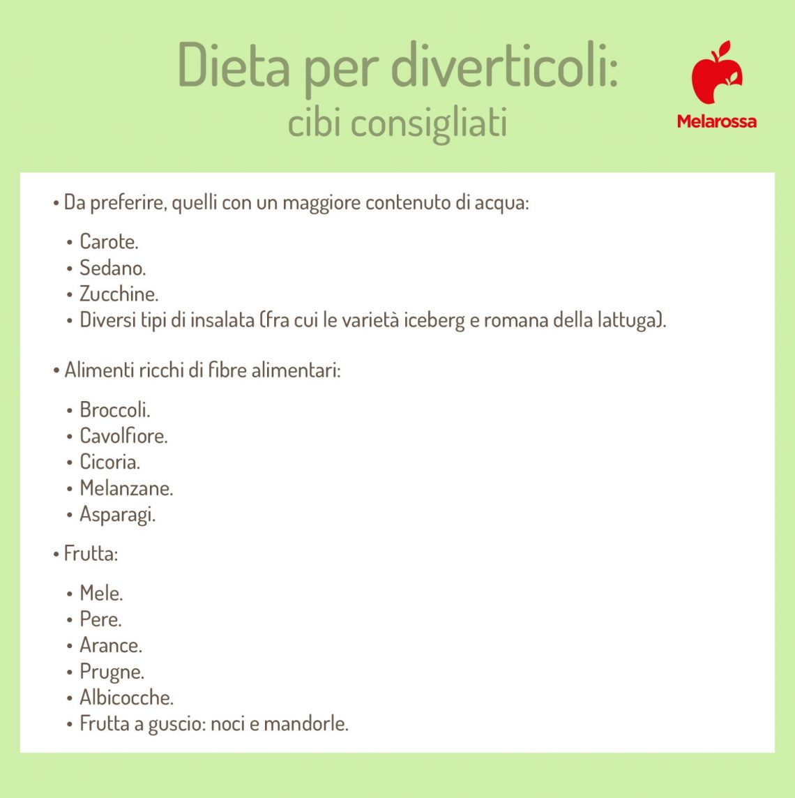 Dieta per diverticoli: cosa mangiare, cosa evitare, esempio di menù
