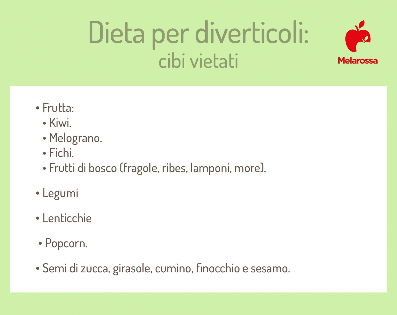 Dieta per diverticoli: cosa mangiare, cosa evitare, esempio di menù