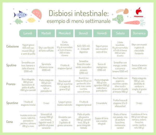 Disbiosi intestinale: che cos'è, sintomi, esempio di menù, cure